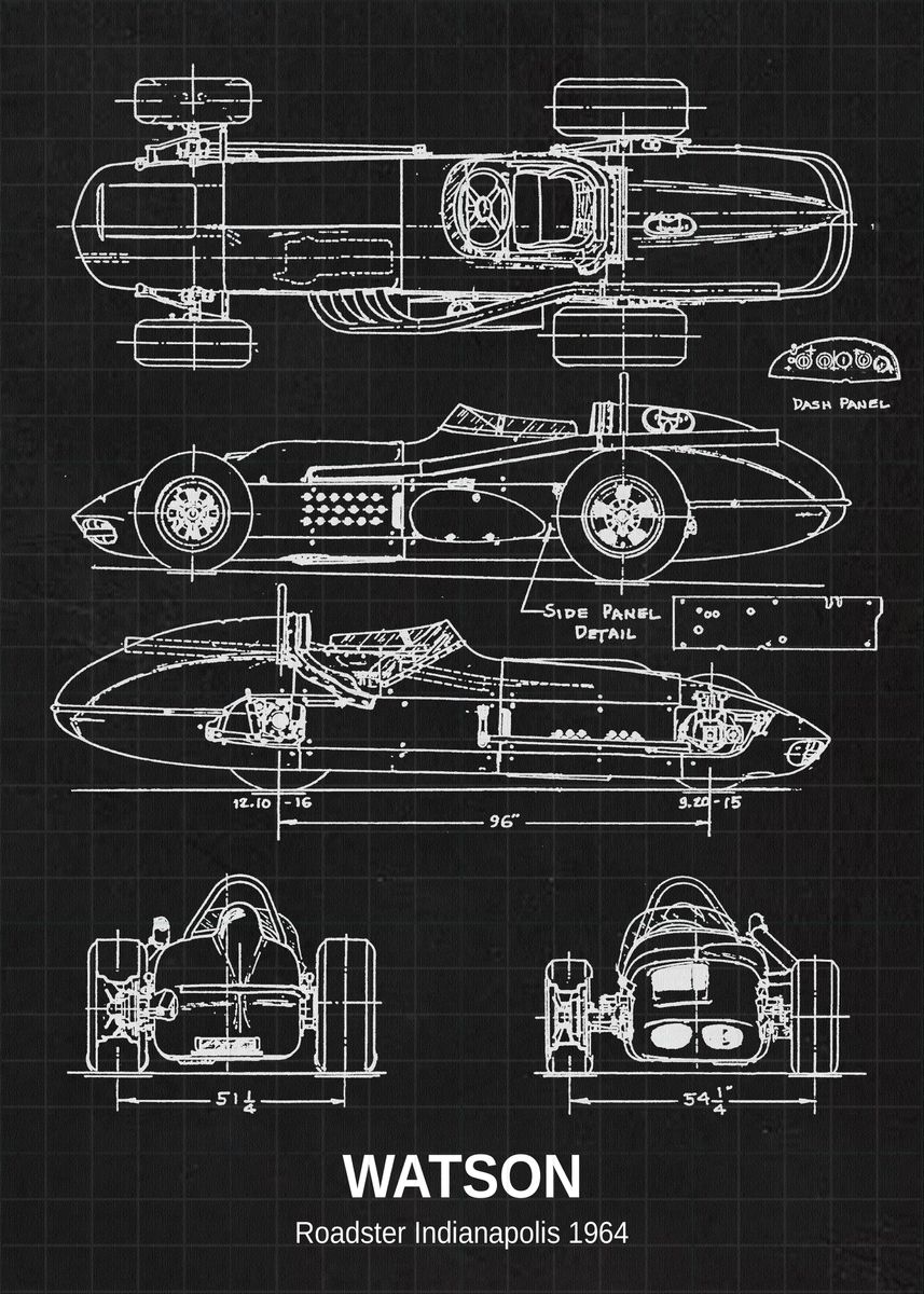 'Watson Roadster Indianapol' Poster by MICHAEL BRUNS PLATES | Displate