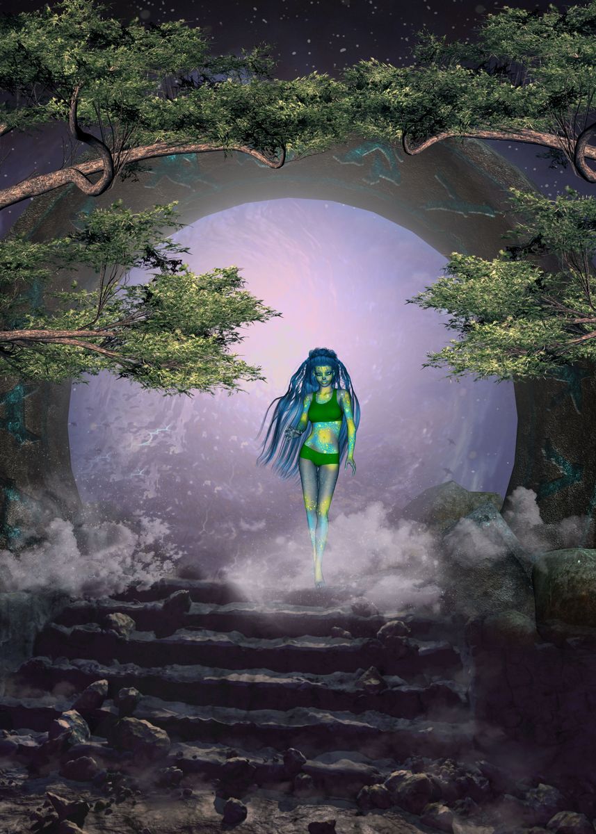 'The gate' Poster, picture, metal print, paint by Heike Köhnen | Displate