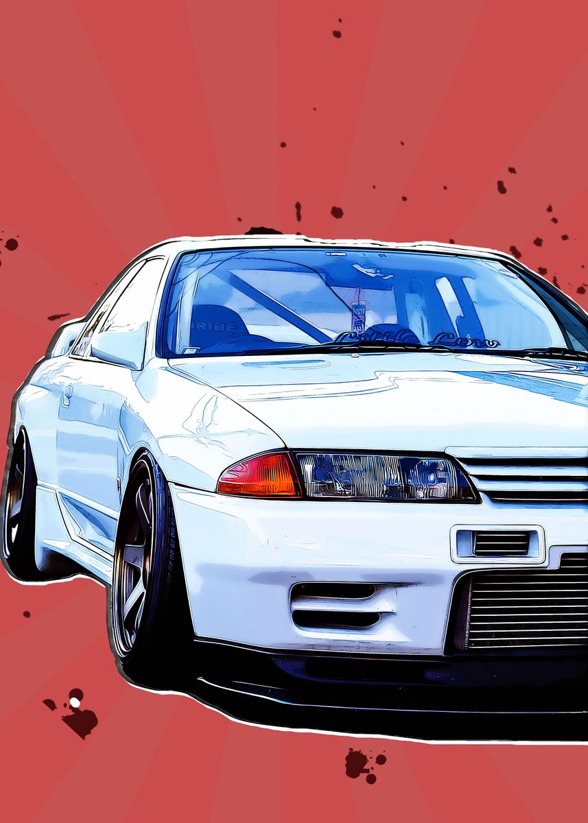 'SKYLINE R32' Poster, picture, metal print, paint by ZHAISHOKU MAKAMURA ...