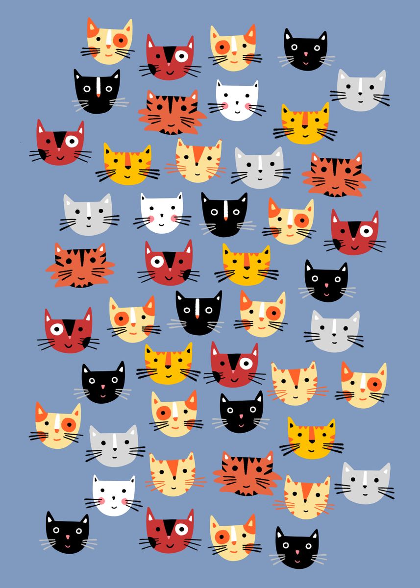 'Multiple Cats' Poster, picture, metal print, paint by Nic Squirrell ...