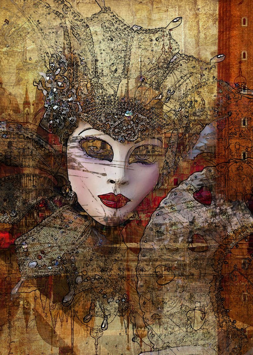 'Mask Queen of Sheba' Poster, picture, metal print, paint by Cat ...