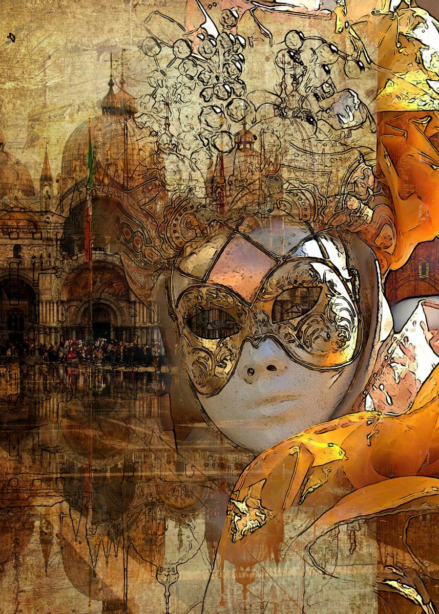 'Mask Autumn' Poster, picture, metal print, paint by Cat Coconut Galery ...