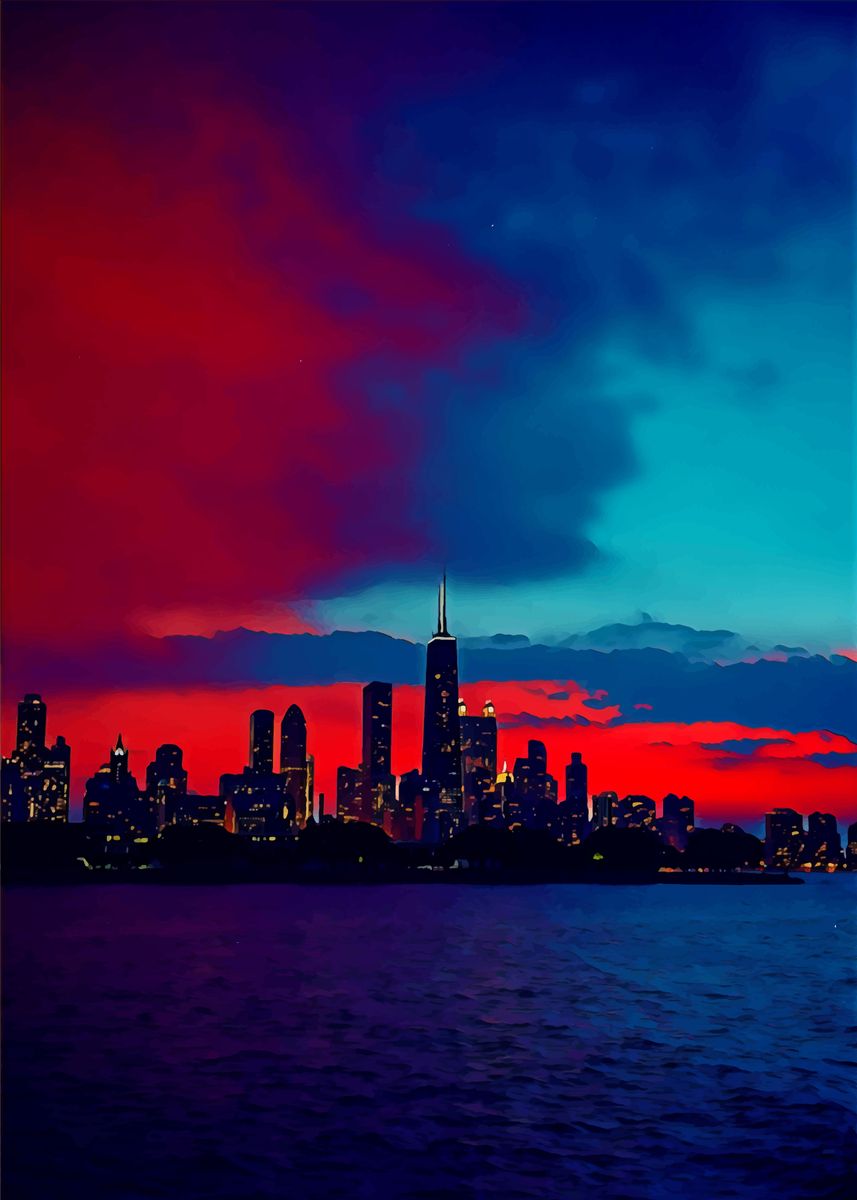 'Cityscape Dusk' Poster, picture, metal print, paint by Krishnendu Roy ...