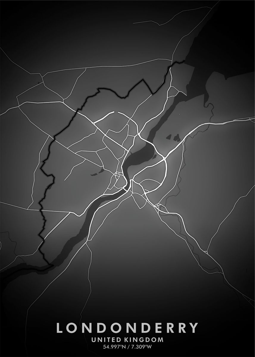 'Derry Map Posters' Poster, picture, metal print, paint by Merah ...