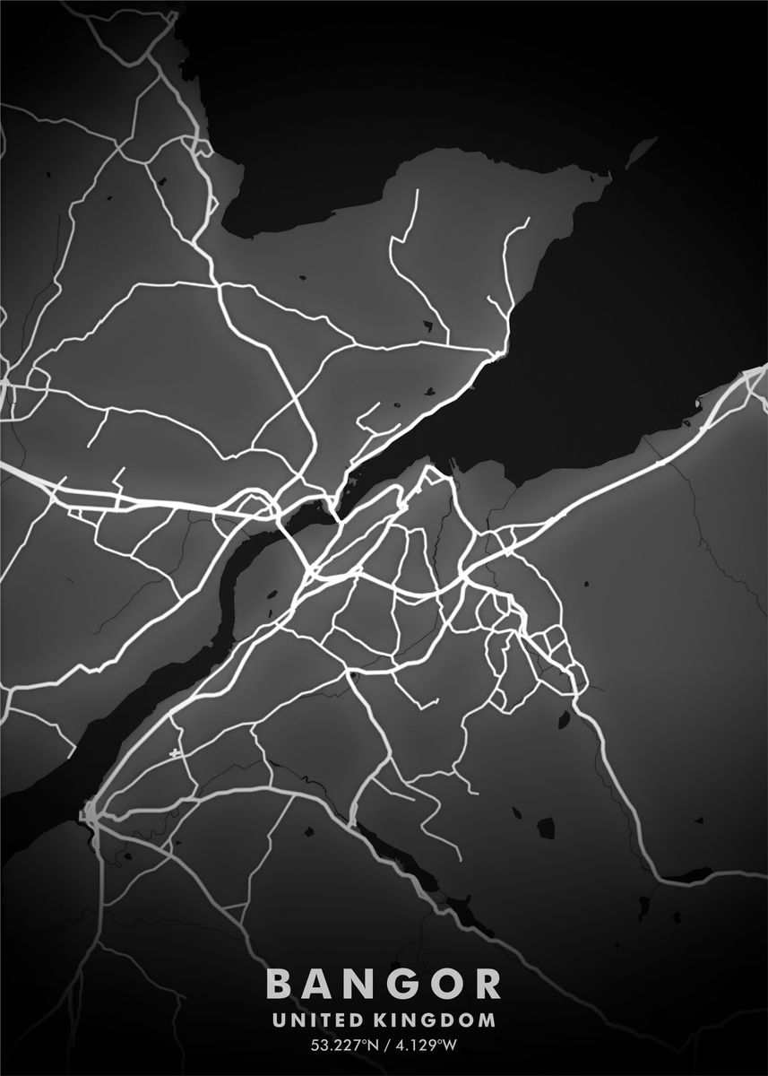 'Bangor Map Posters' Poster, picture, metal print, paint by Merah ...