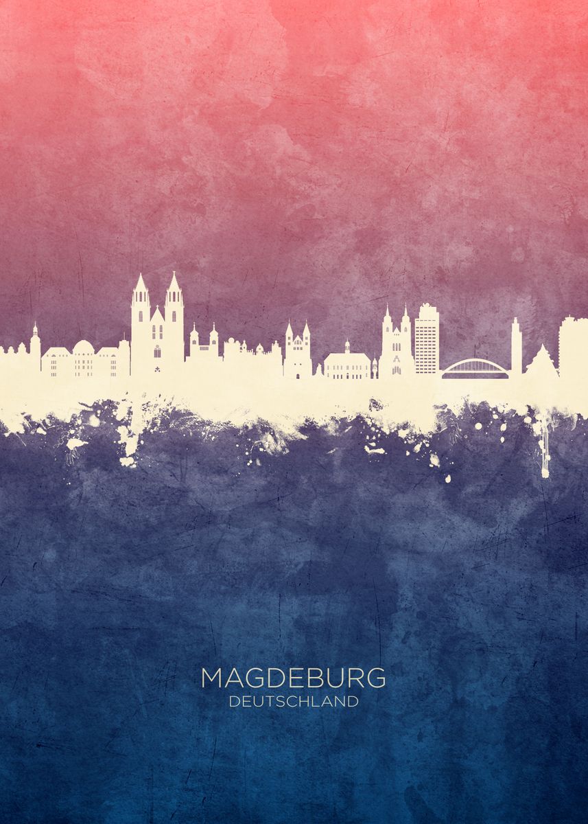 'Magdeburg Skyline' Poster, picture, metal print, paint by Michael ...