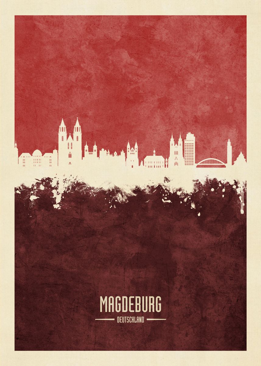 'Magdeburg Skyline' Poster, picture, metal print, paint by Michael ...