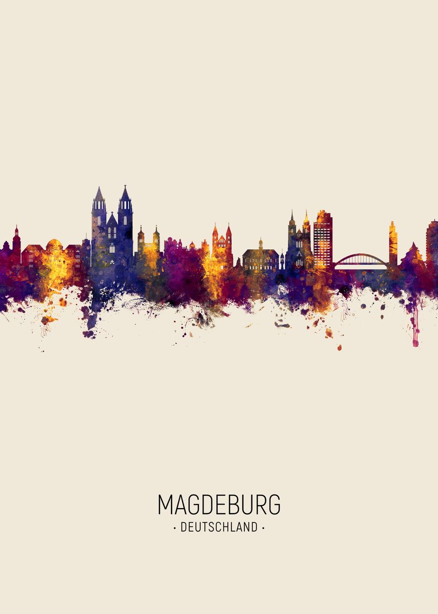 'Magdeburg Skyline' Poster, picture, metal print, paint by Michael ...