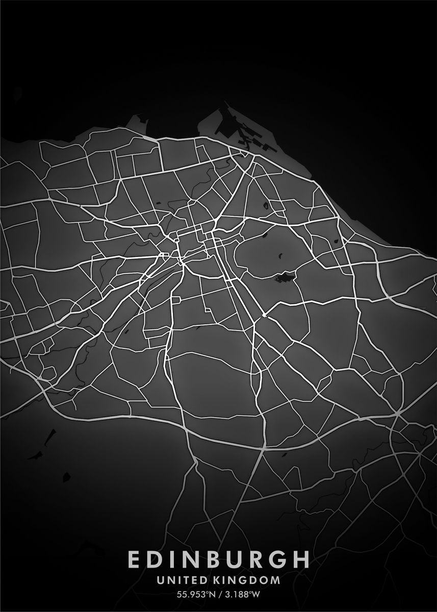 'Edinburgh Map Posters' Poster by Merah Djoeang | Displate