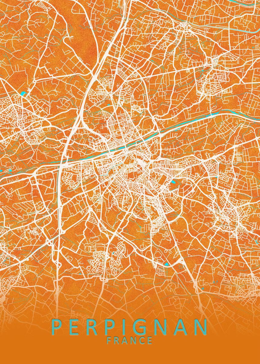 'Perpignan France City Map' Poster by City Map Art Prints | Displate