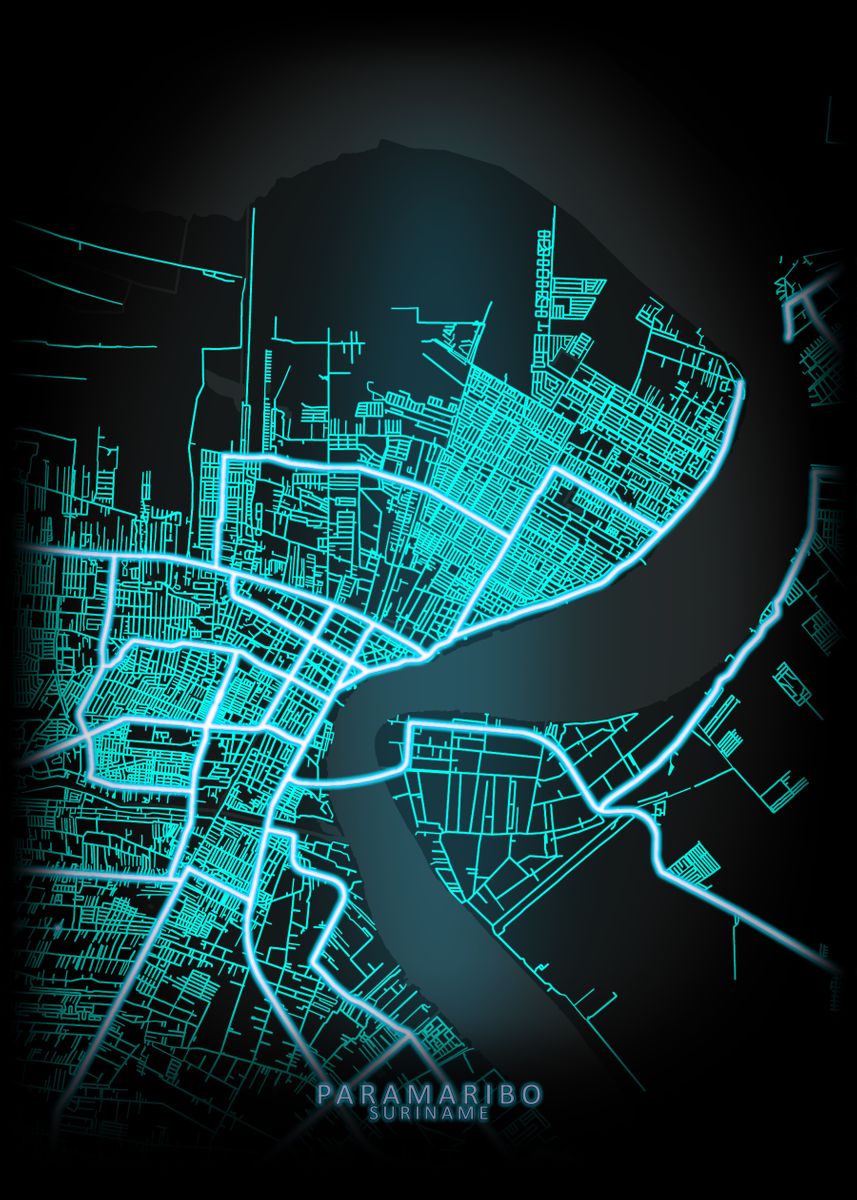 'Paramaribo Suriname City' Poster by City Map Art Prints | Displate