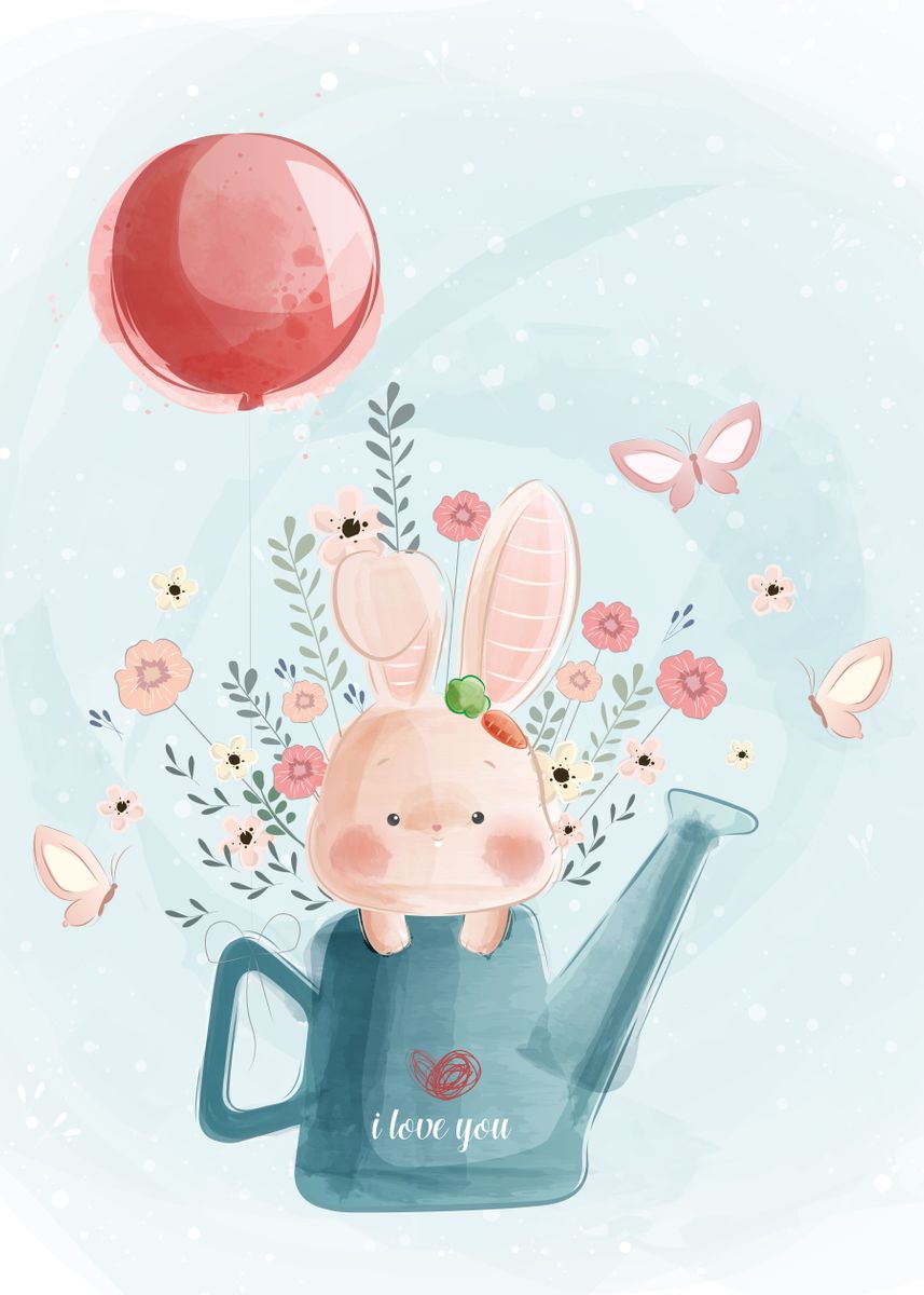 'bunny ' Poster, picture, metal print, paint by Queensy Collin | Displate