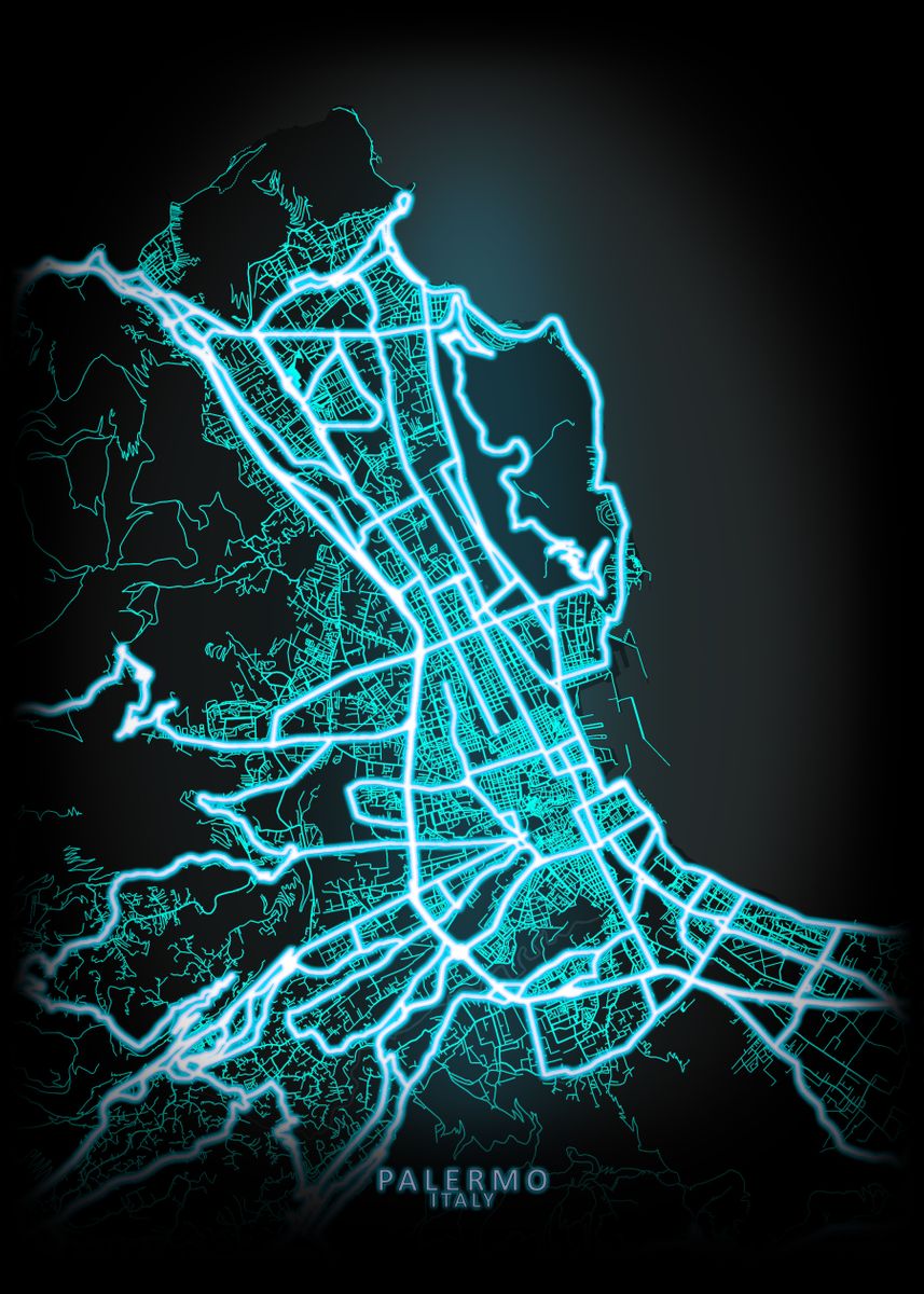 'Palermo Italy City Map' Poster by City Map Art Prints | Displate