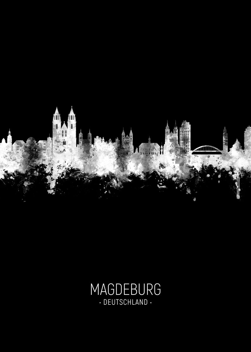 'Magdeburg Skyline' Poster, picture, metal print, paint by Michael ...