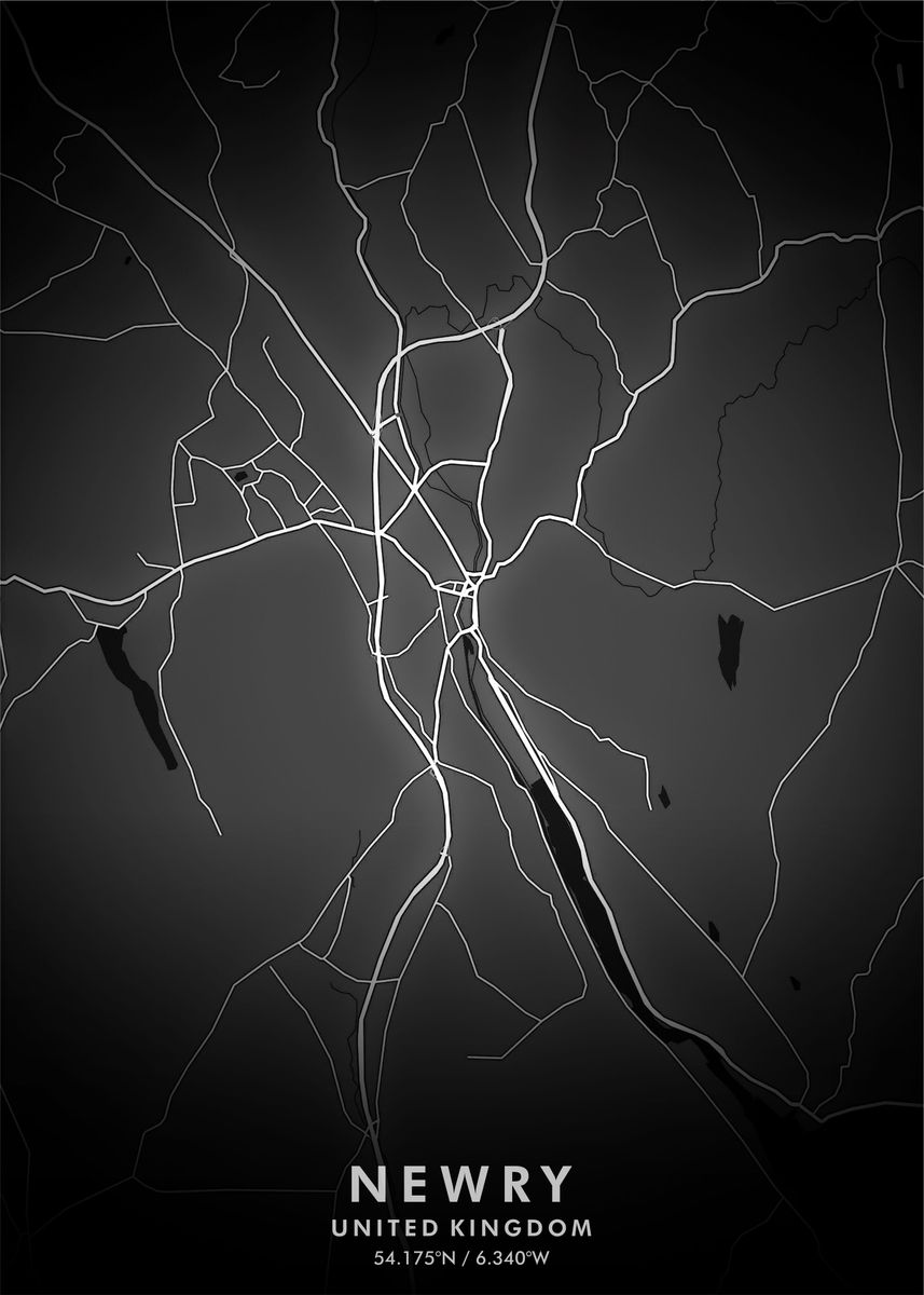 'Newry Map Posters' Poster, picture, metal print, paint by Merah ...