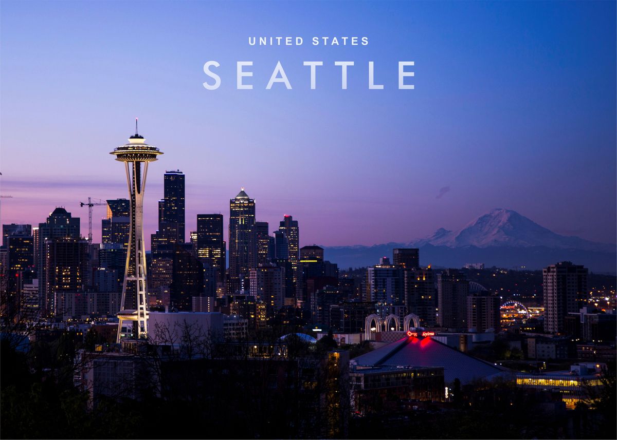 'Seattle night view' Poster by Ez Photography | Displate