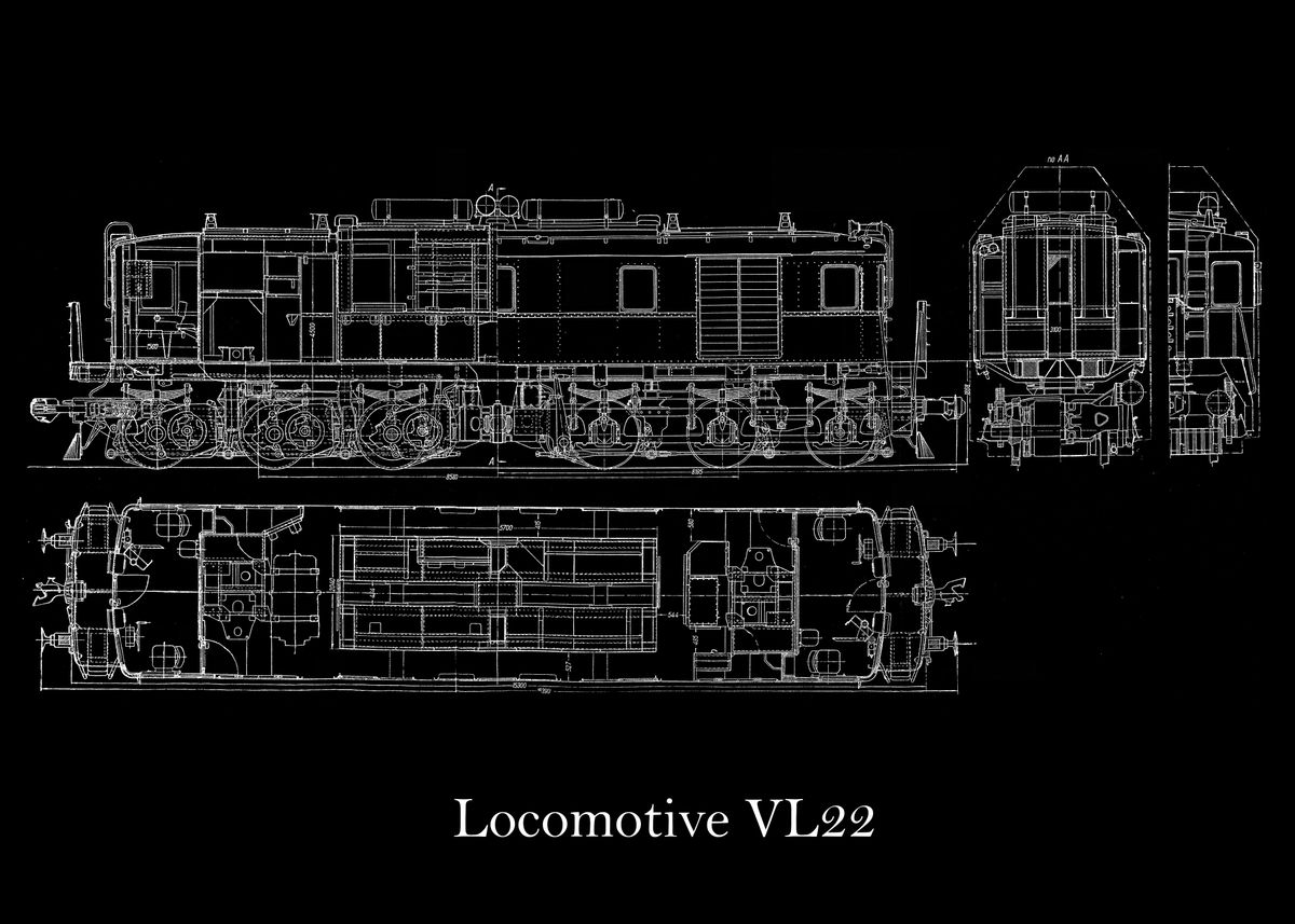 'Locomotive VL22 train ' Poster by B & W Arts | Displate