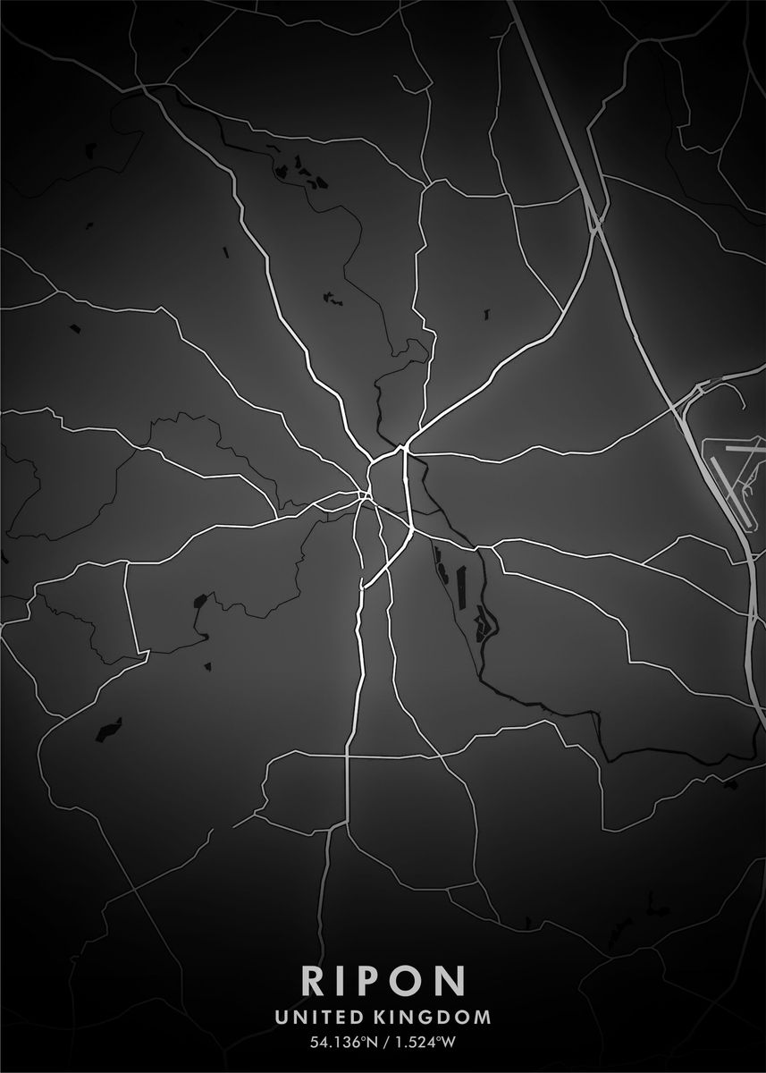 'Ripon Map Posters' Poster by Merah Djoeang | Displate