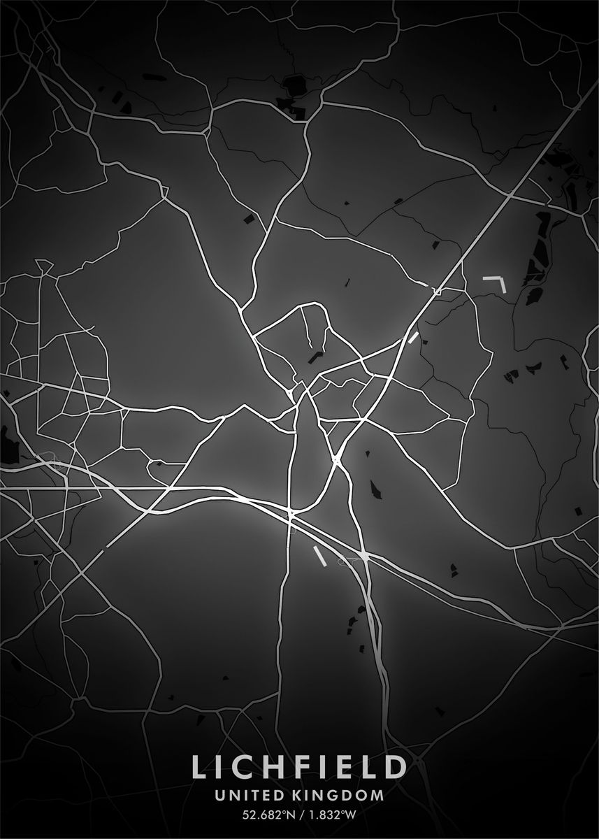 'Lichfield Map Posters' Poster by Merah Djoeang | Displate