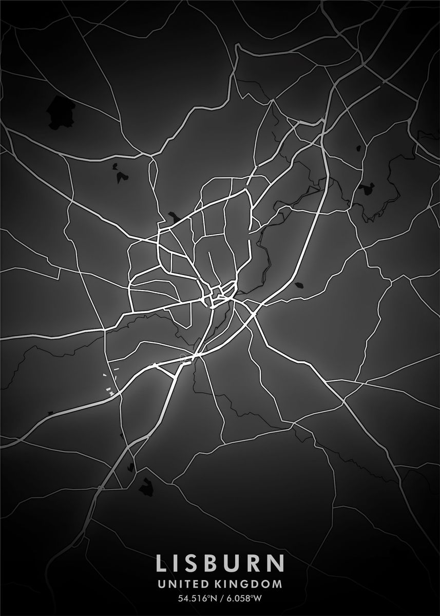 'Lisburn Map Posters' Poster, picture, metal print, paint by Merah ...