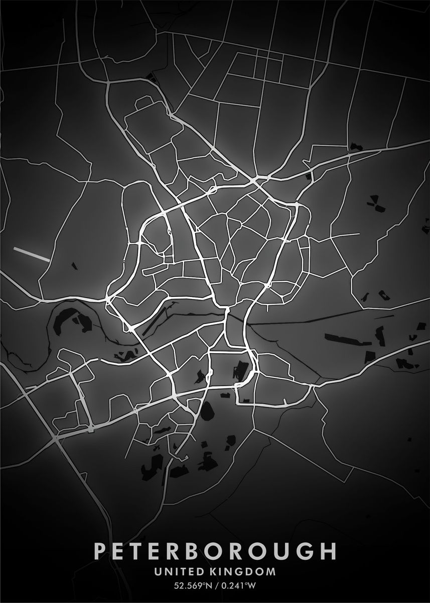 'Peterborough Map Posters' Poster, picture, metal print, paint by Merah ...