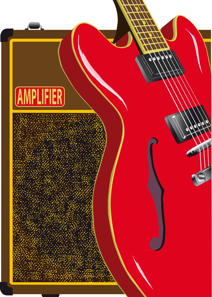 'Guitar And Amplifier' Poster, picture, metal print, paint by HomeStead ...