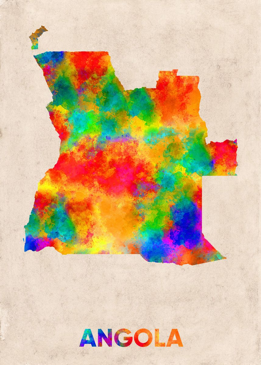 'angola map' Poster, picture, metal print, paint by SplashDesign | Displate