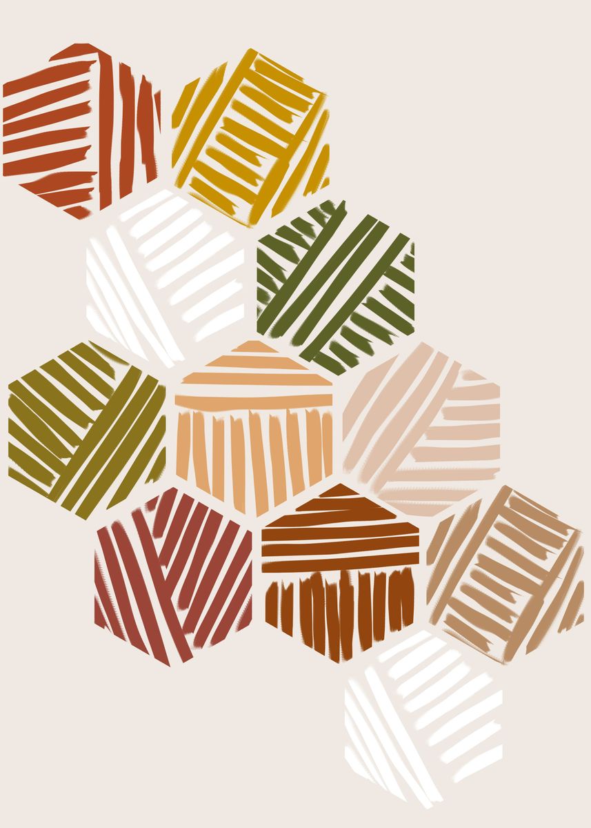 'Coloured Modern Hexagon' Poster, picture, metal print, paint by Lucky ...