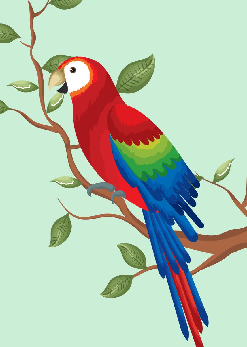 'stylized parrot' Poster, picture, metal print, paint by Queensy Collin ...