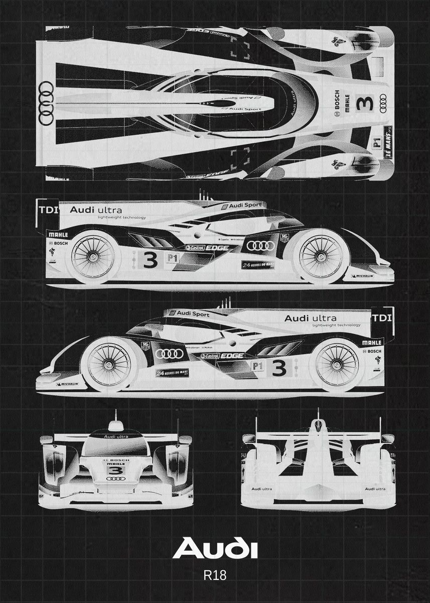 'Audi R18' Poster, picture, metal print, paint by DAVID CARL PLATES ...