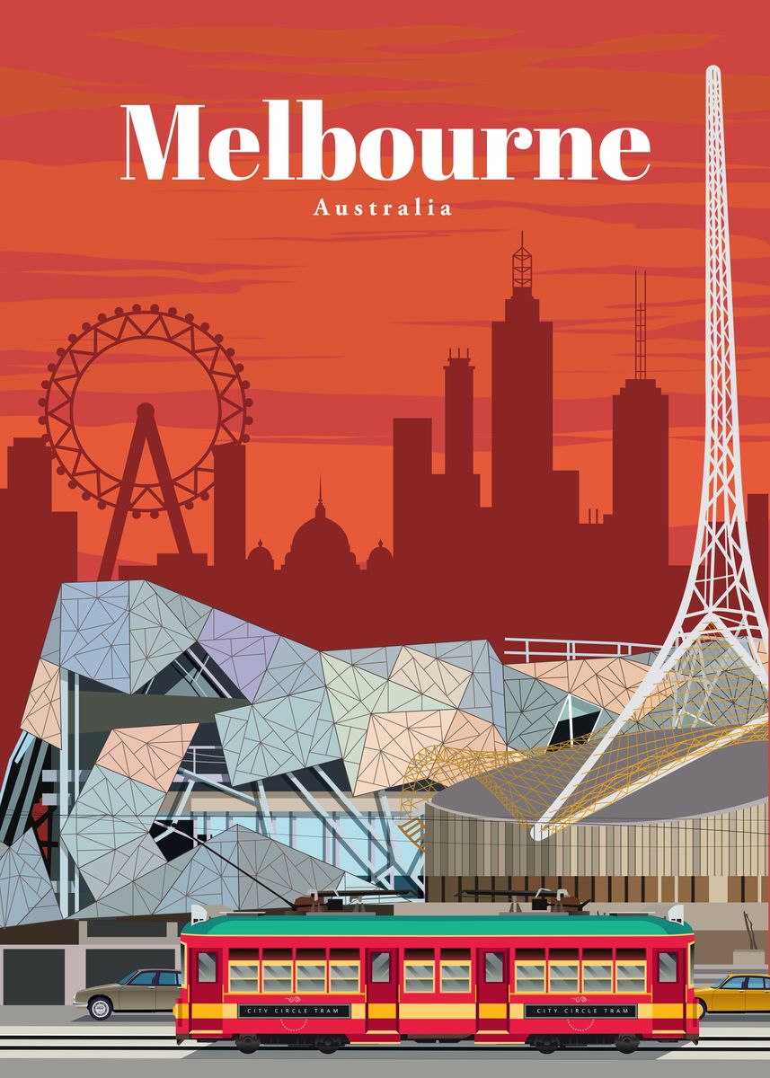 'Traveling to Melbourne' Poster, picture, metal print, paint by Studio ...