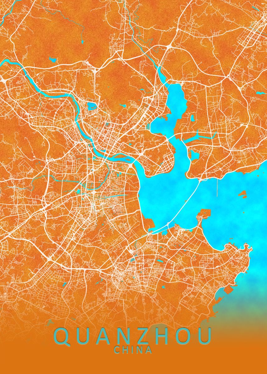 'Quanzhou China City Map' Poster, picture, metal print, paint by City ...