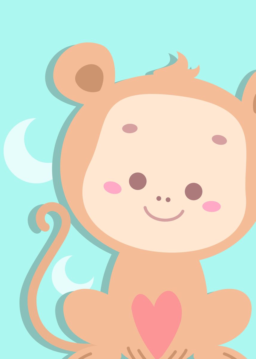 'cute monkey' Poster, picture, metal print, paint by Queensy Collin ...