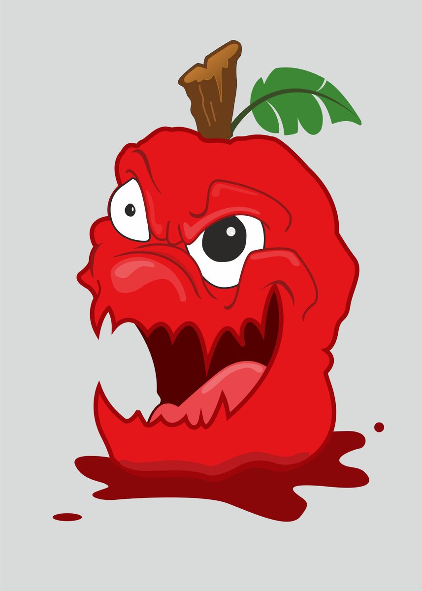 'Apple Angry Expression ' Poster, picture, metal print, paint by ...