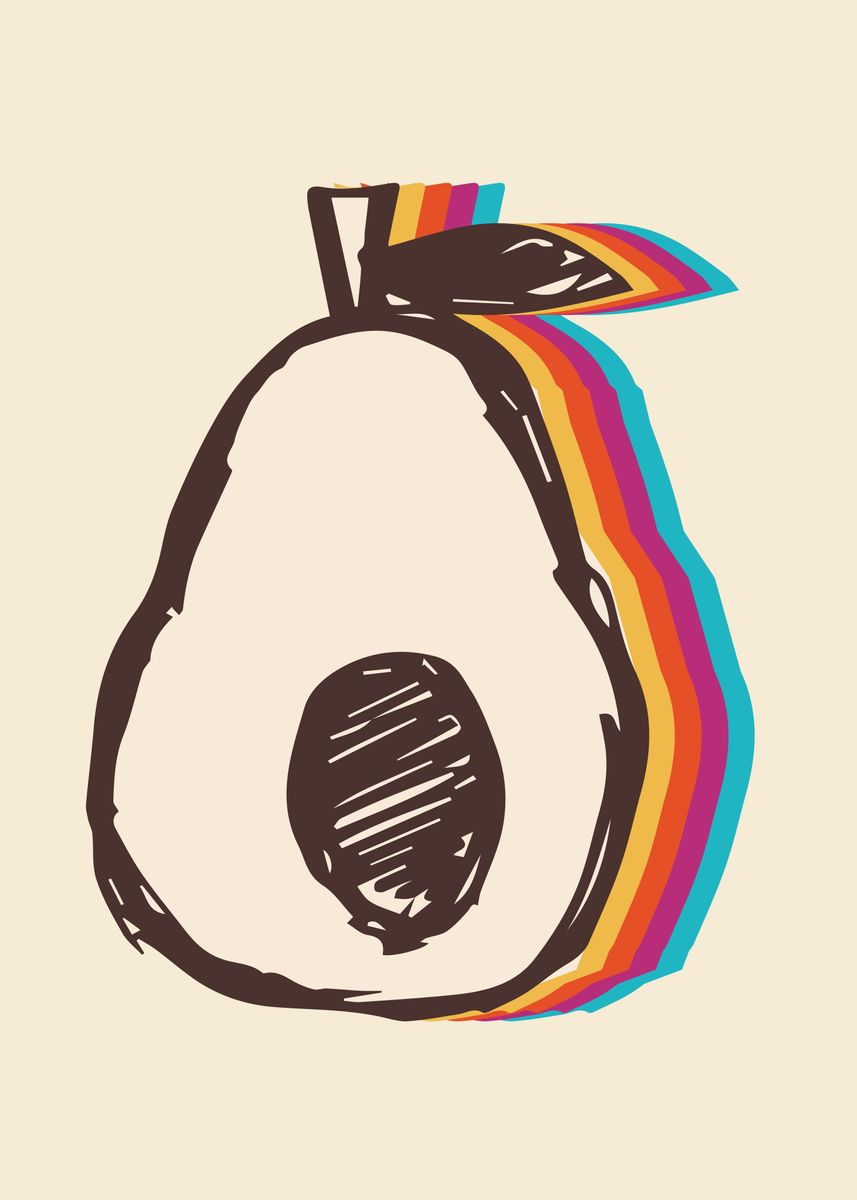 'Cute Avocado Rainbow 4' Poster, picture, metal print, paint by ...