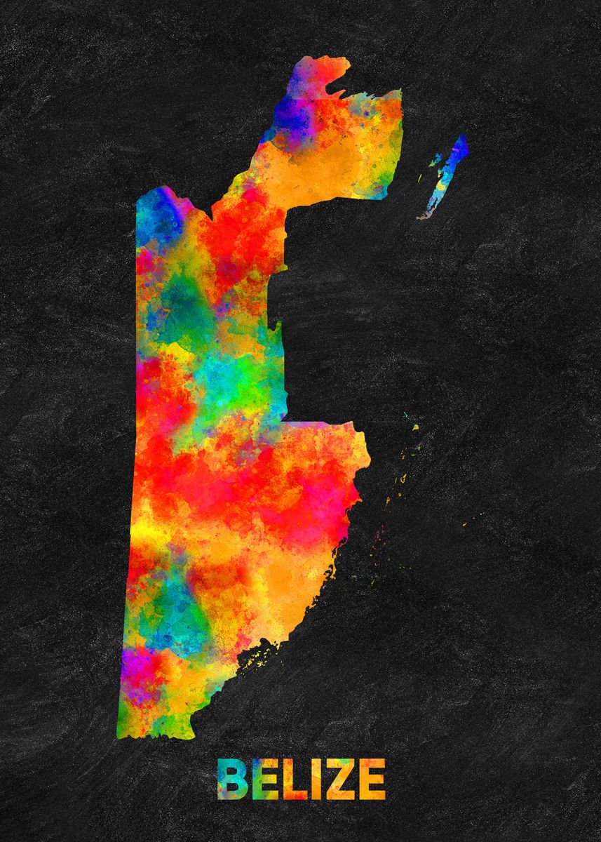 'belize map' Poster, picture, metal print, paint by SplashDesign | Displate