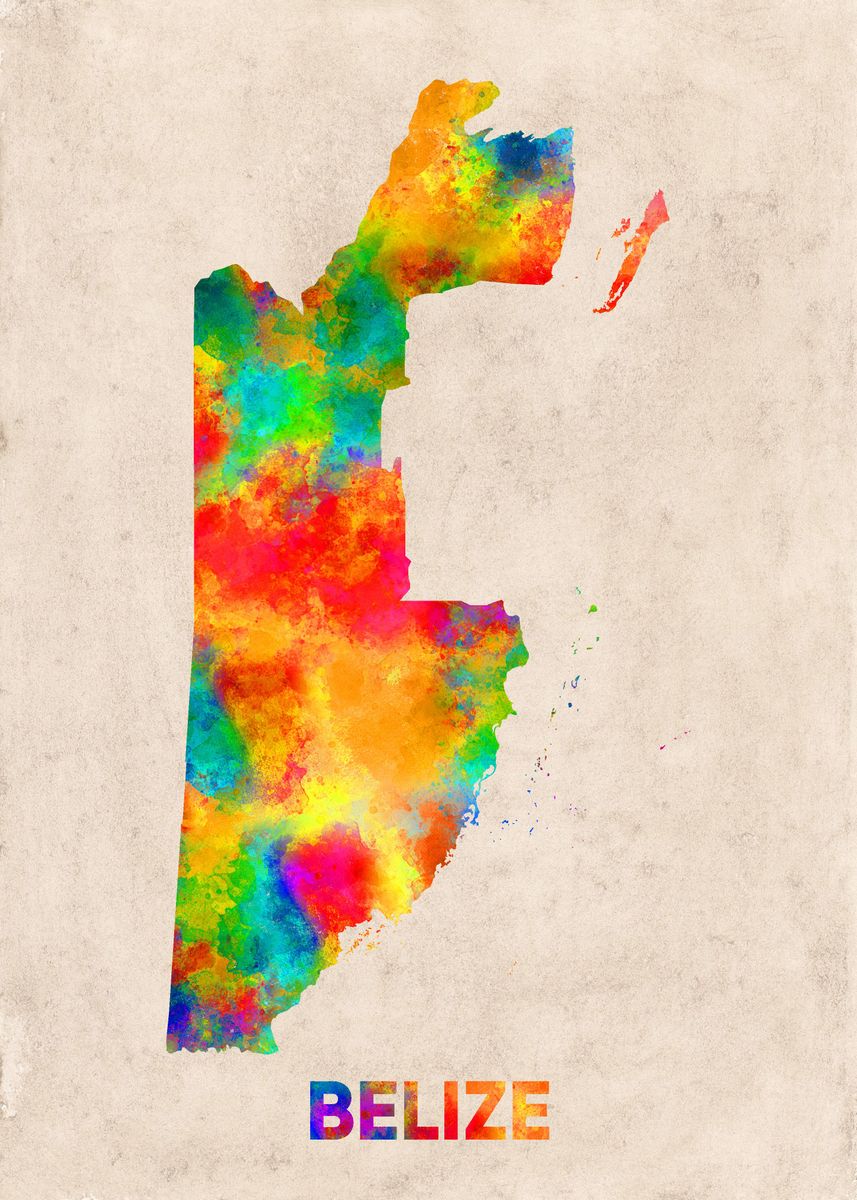 'belize map' Poster, picture, metal print, paint by SplashDesign | Displate