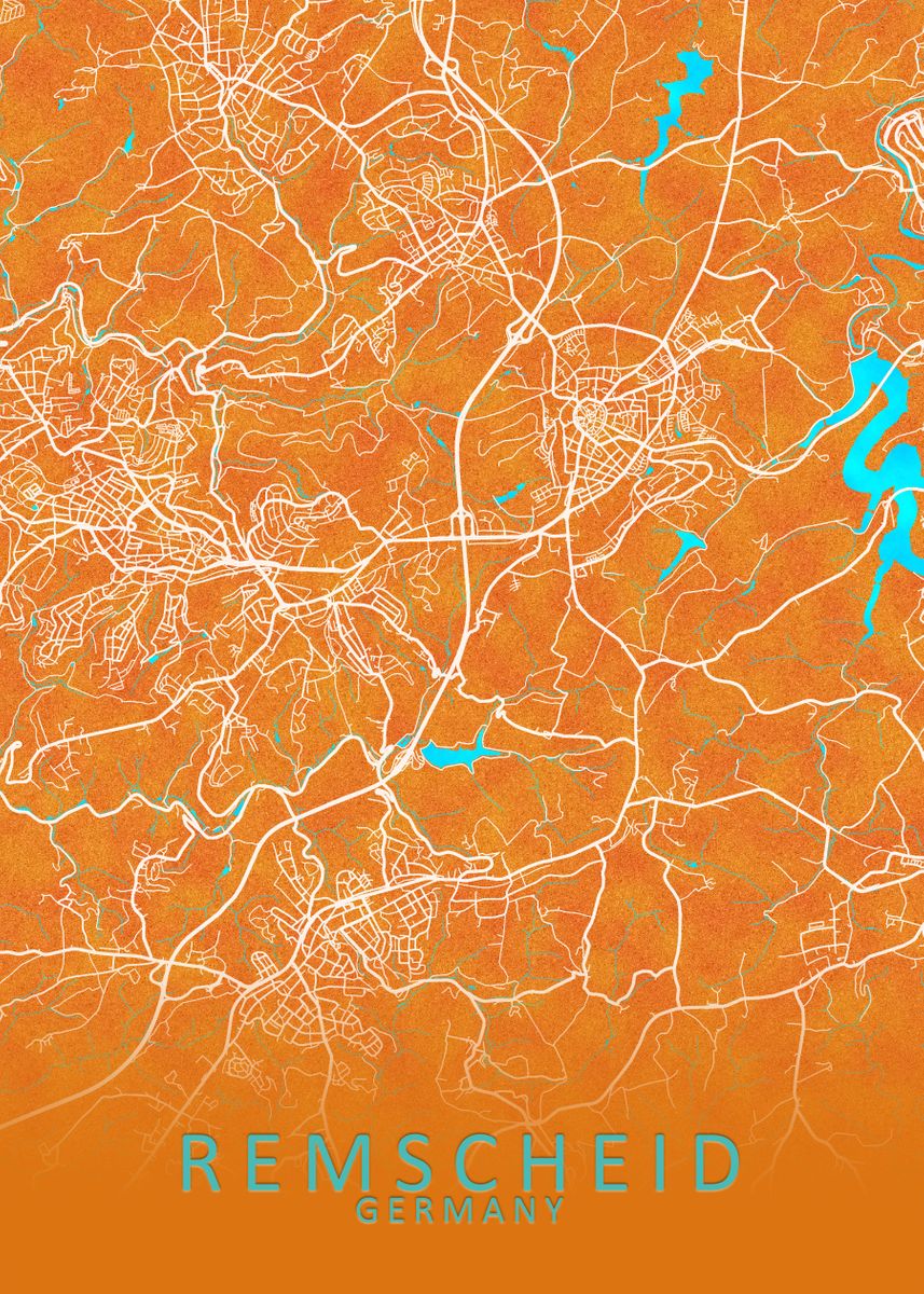 'Remscheid Germany City Map' Poster, picture, metal print, paint by ...