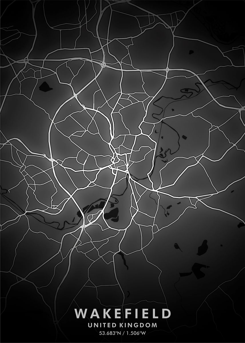 'Wakefield Map Posters' Poster by Merah Djoeang | Displate