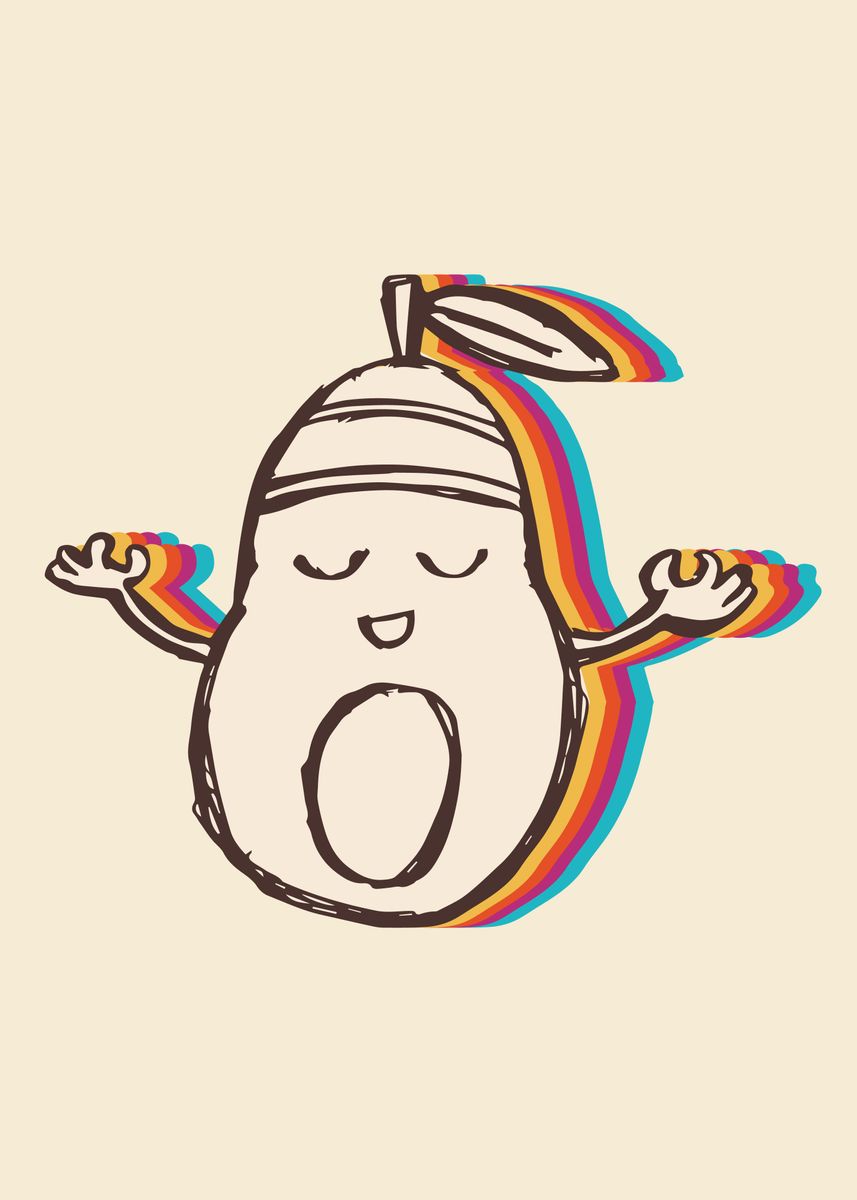 'Cute Avocado Rainbow 1' Poster, picture, metal print, paint by ...