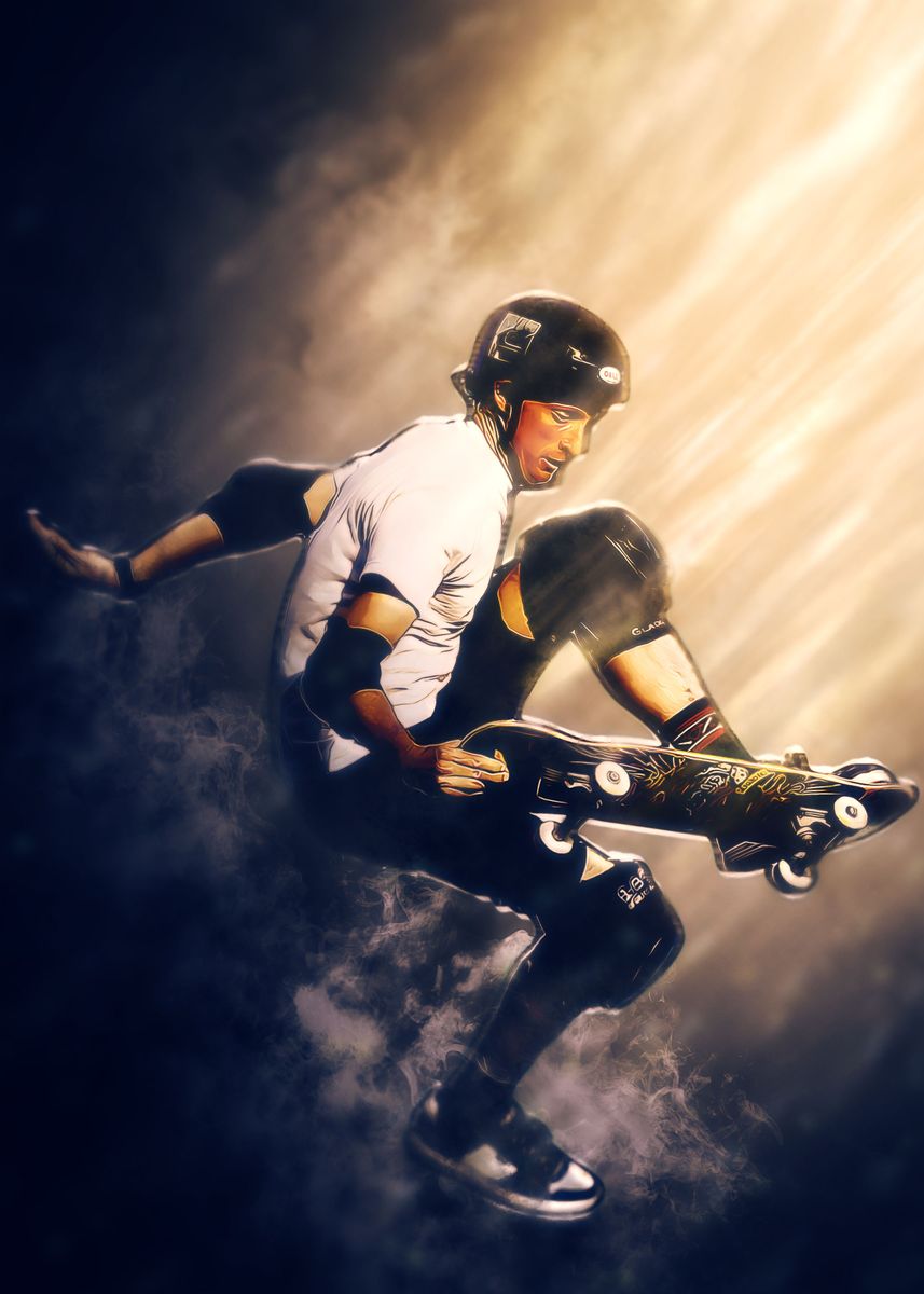 'Tony Hawk' Poster, picture, metal print, paint by FUNG LENG | Displate