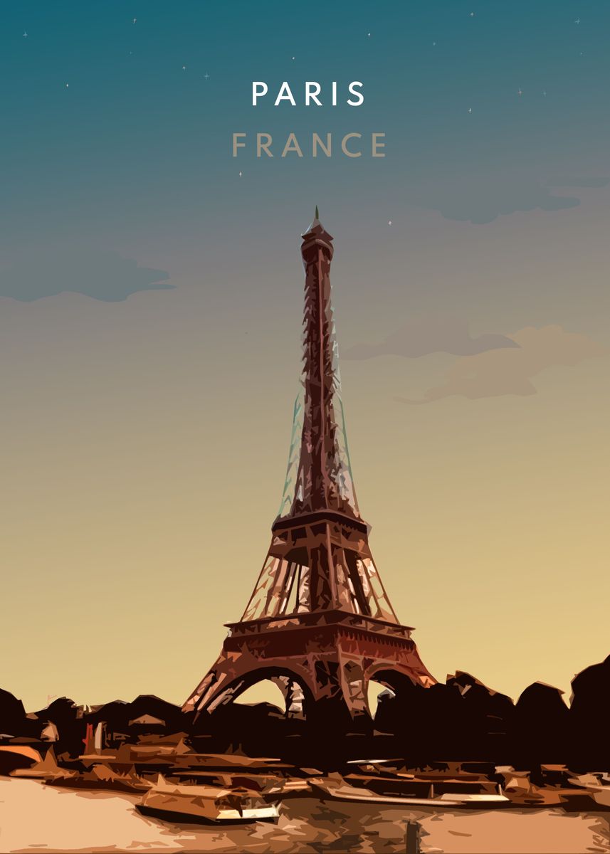 'Paris France' Poster, picture, metal print, paint by Lucky Art | Displate
