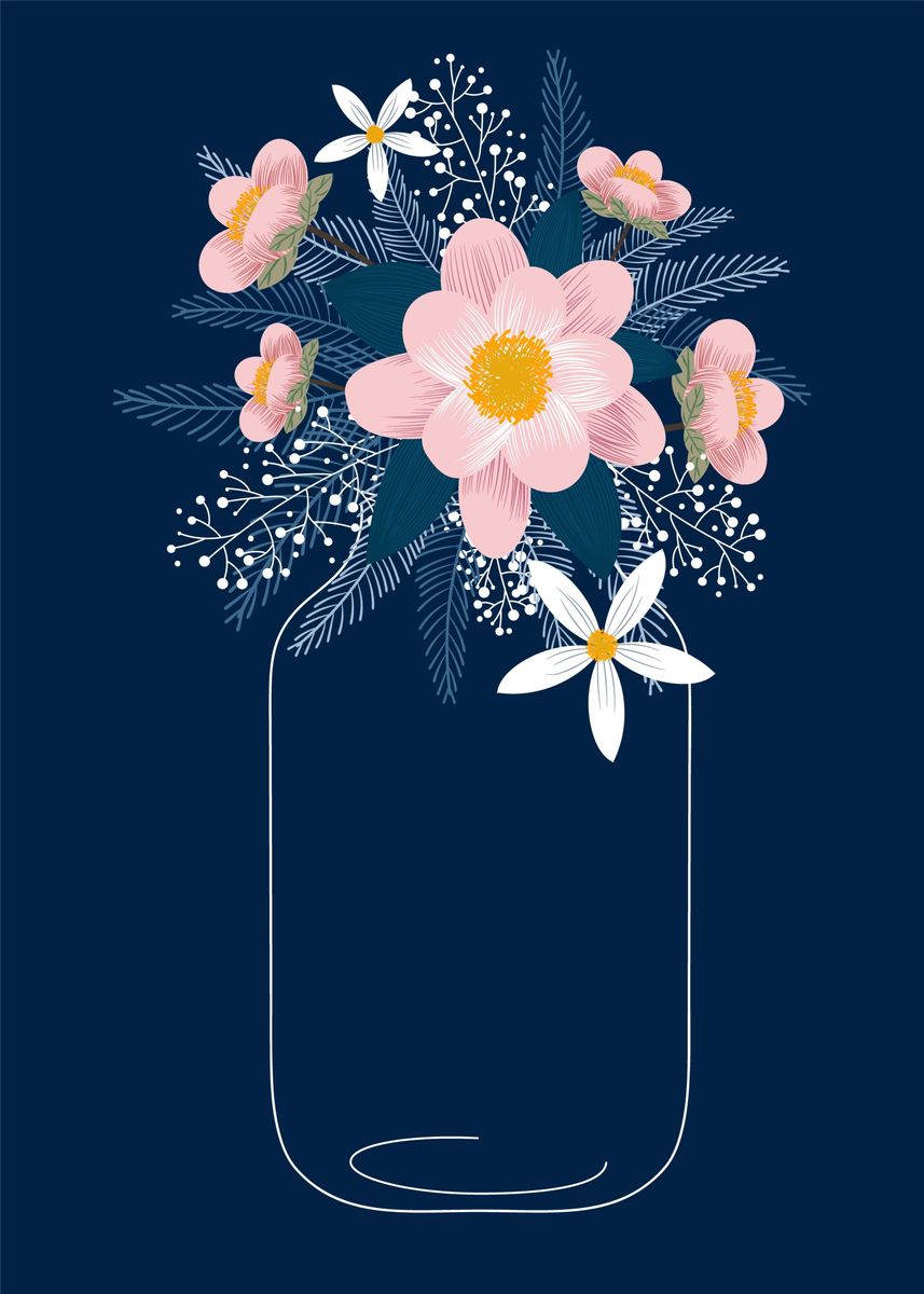 'Flowers in Vase' Poster, picture, metal print, paint by Max Ronn ...