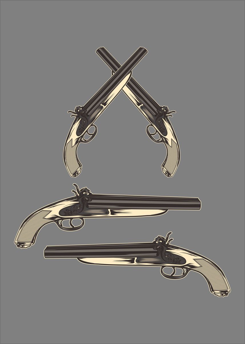 'gun classic vintage ' Poster, picture, metal print, paint by ...