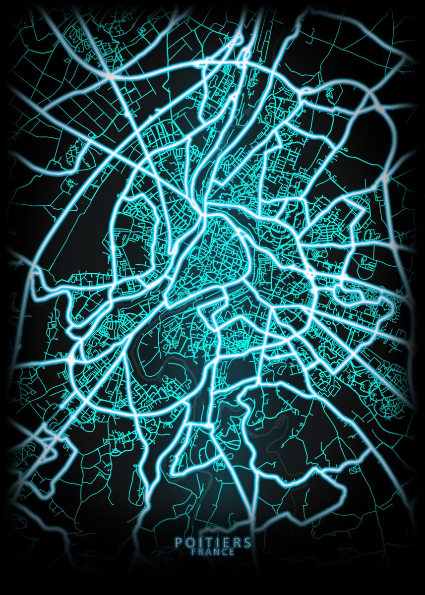 'Poitiers France City Map' Poster, picture, metal print, paint by City ...