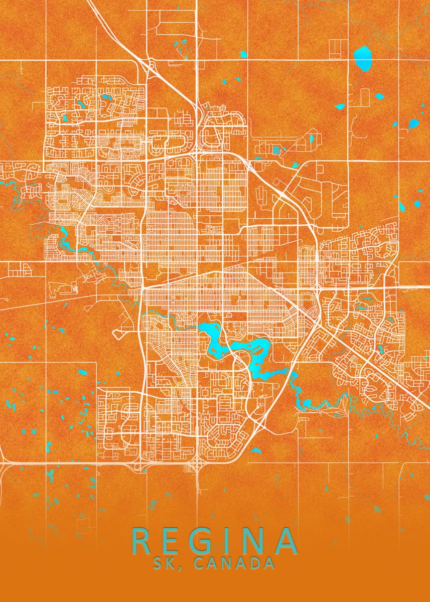 'Regina SK Canada City Map' Poster, picture, metal print, paint by City ...