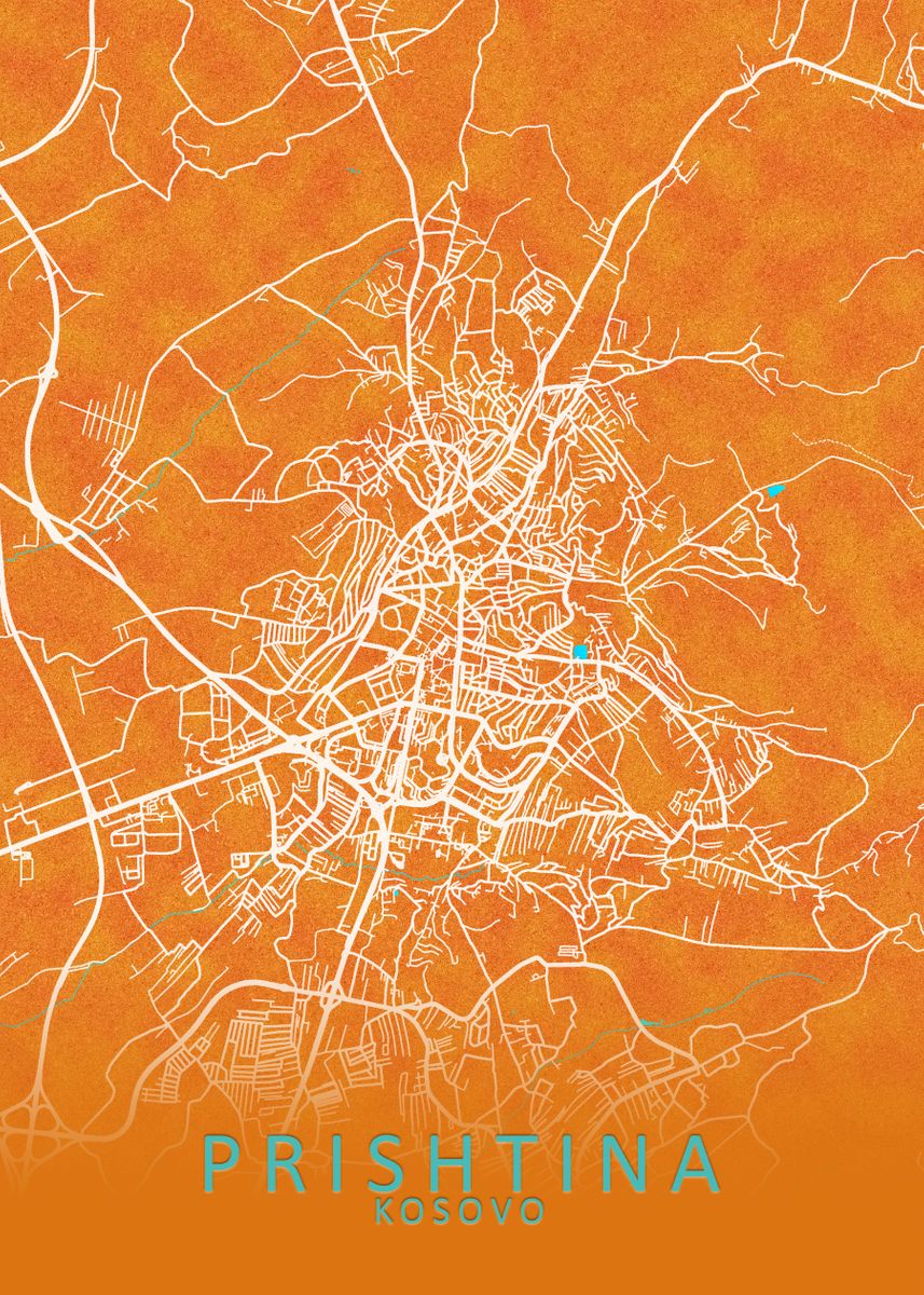 'Prishtina Kosovo City Map' Poster, picture, metal print, paint by City ...
