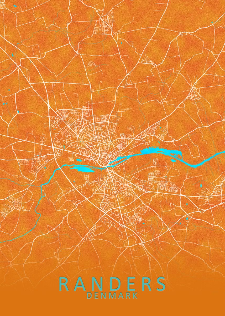 'Randers Denmark City Map' Poster by City Map Art Prints | Displate