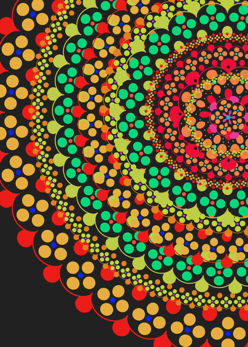 'retro mandala' Poster, picture, metal print, paint by Bojana Dejovic ...