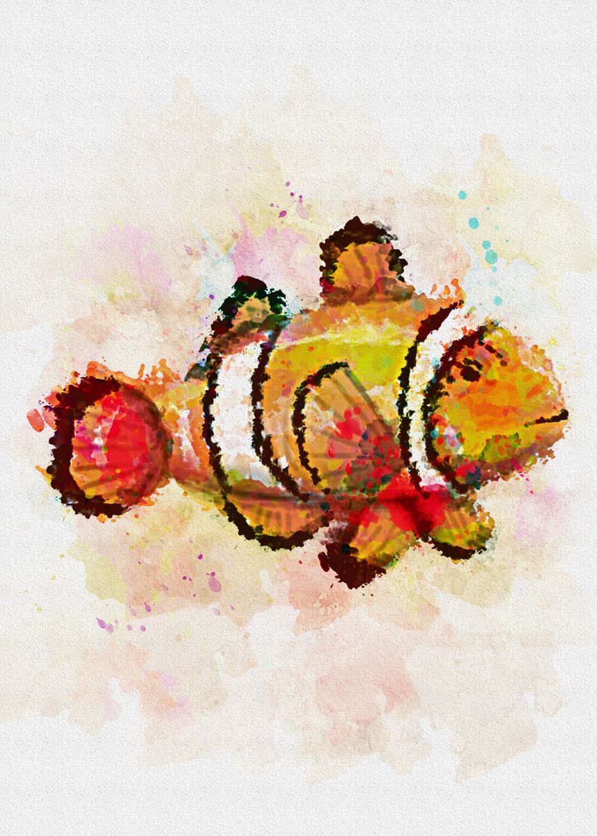 'clown fish' Poster, picture, metal print, paint by Izmo Scribbles ...